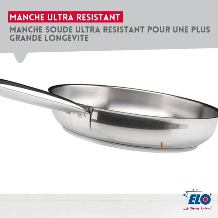 Lot de 2 poêles inox de 24 cm et 28 cm Elo Profi Therm - Cdiscount Maison