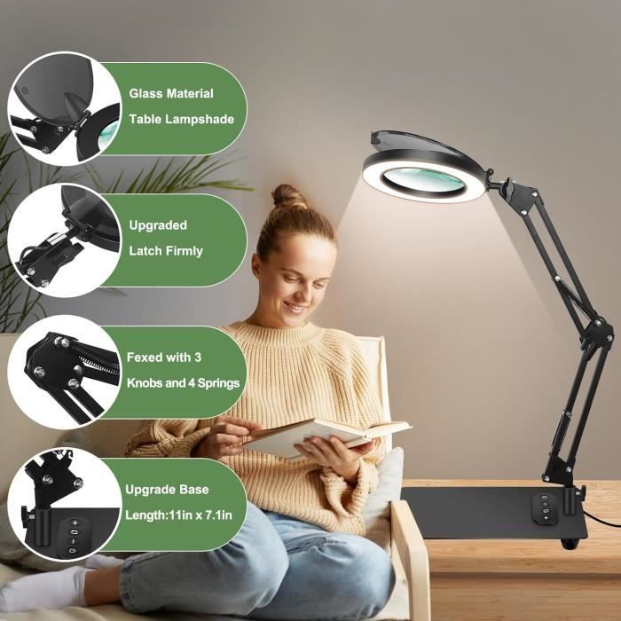 Loupe Avec Lumière, Lampe Loupe 5X, Loupe Lumineuse À Led À 5 Modesavec Commande Tactile, Loupe ...