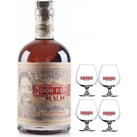 DON PAPA 70 CL + RHUM ; 4 VERRES DE BALOON DON PAPA - La cave Cdiscount