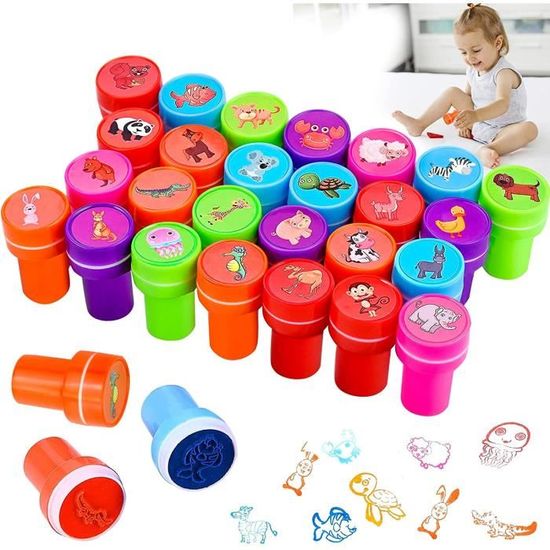 BLUESEABUY 26 Pieces Tampon Enfant Tampons Animaux Auto-Encreur Timbres ...