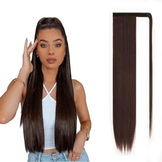 Postiche Queue De Cheval Extnsion Cheveux 70Cm Longue Raides Wrap ...