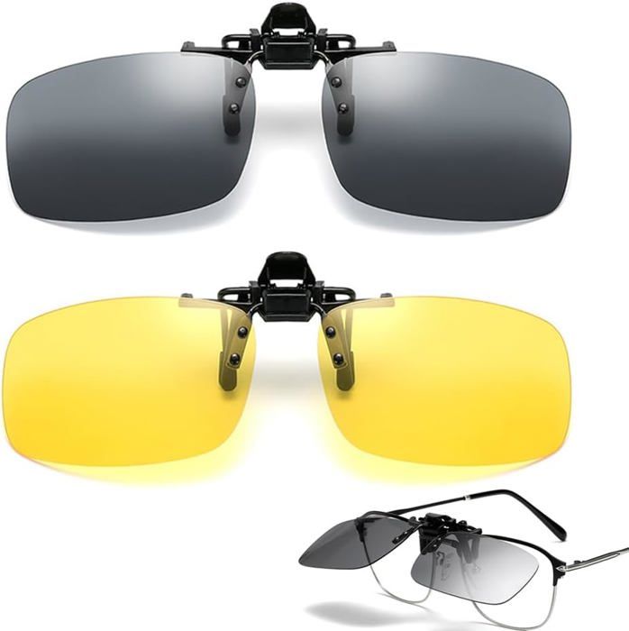 Clip Lunettes Conduite De Nuit Polarisées, Clip Solaire 2 Pièce, Clip ...