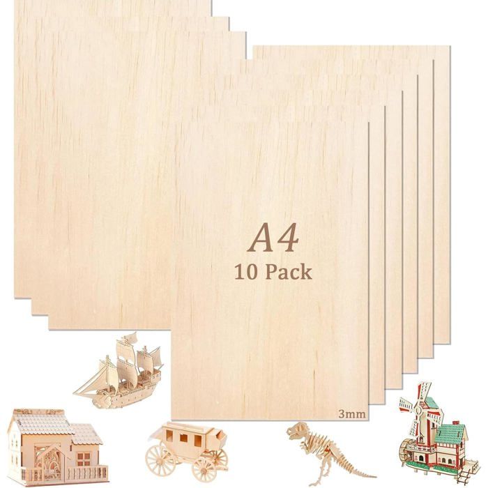 Tiusixsy 10 Pièces 300x220x3mm Contreplaqué, Feuille de Bois, Planche ...