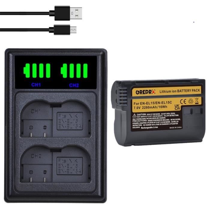 1B with Charger-2280mAh EN-EL15C EN EL15C EL15 Batterie + LED Double Chargeur pour Nikon Z5, Z6 ...