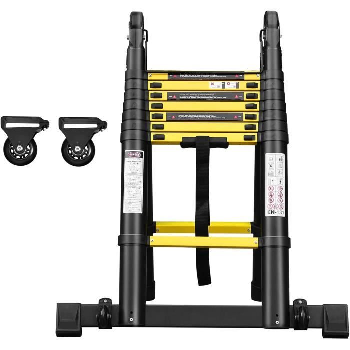 Échelle Télescopique Pliante 5m (2,5m + 2,5m), 2 en 1 Escabeau Pliant ...