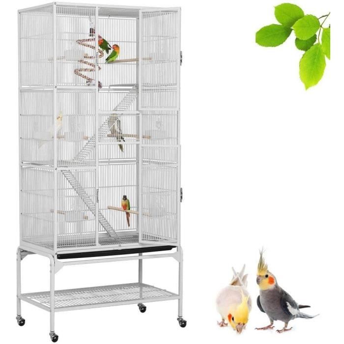 VOLIERE CAGE OISEAU Yaheetech Grande Cage Oiseaux Voliere avec Pied sur ...