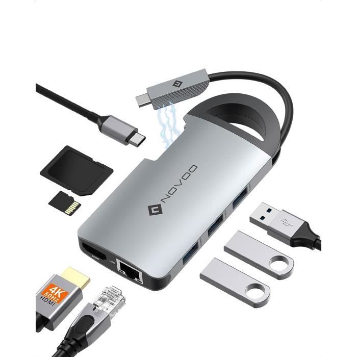 Hub Usb C 8 En 1 Adaptateur 100 W Pd Giga Ethernet Vers Usb C, 4K Usb C ...