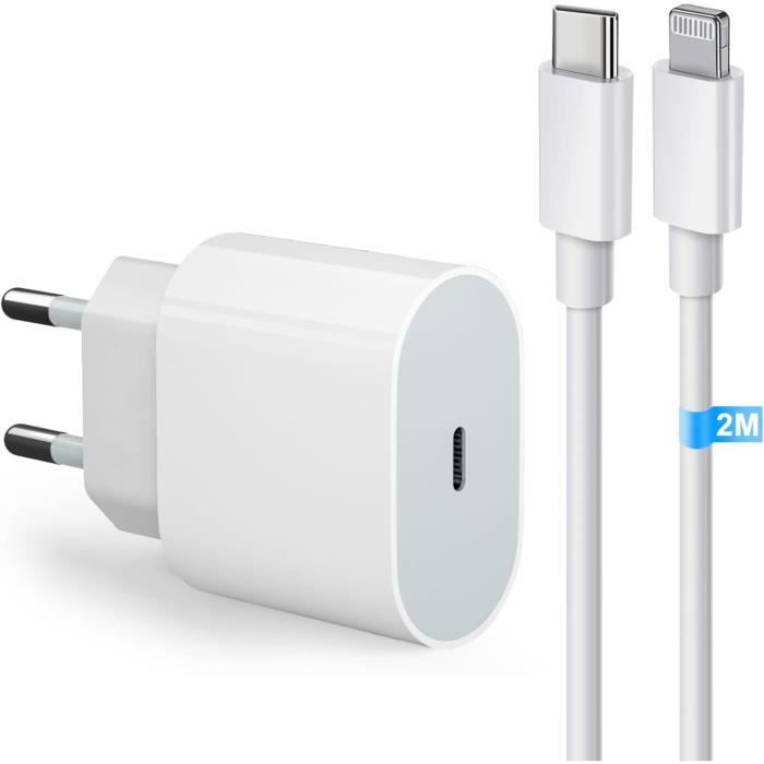 Chargeur Rapide Iphone, 20W Chargeur Iphone Usb C Prise Avec 2M Câble ...