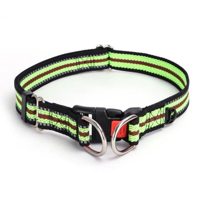 Striped Reflective Pet Collar Adjustable Polyester Cotton Webbing Dog ...