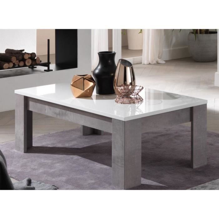 Table basse moderne laquée Odetta Blanc/marbré 42 cm - Cdiscount Maison