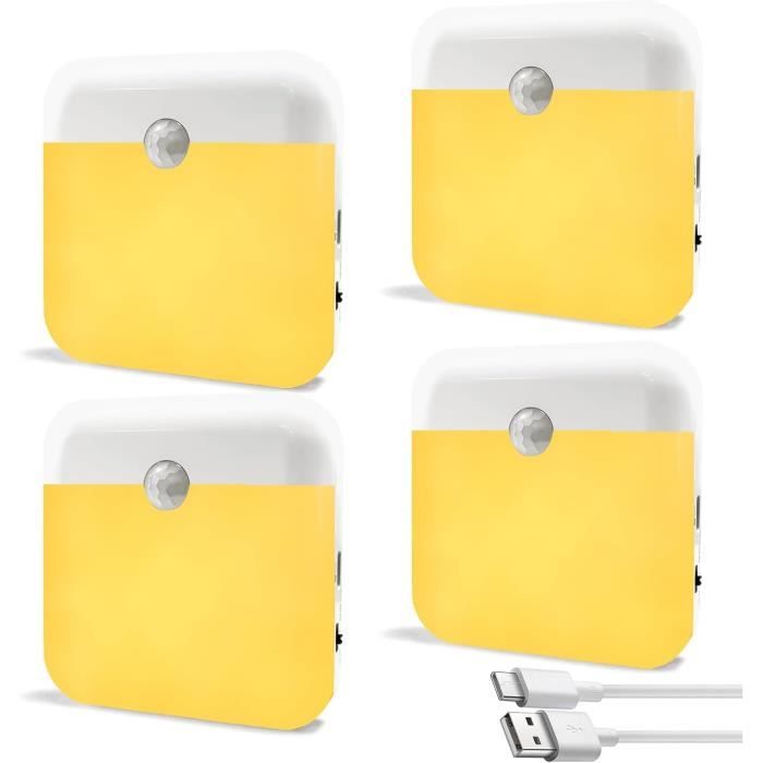 Veilleuse Led Rechargeable, 4 Pièces Lampe Détecteur De Mouvement ...