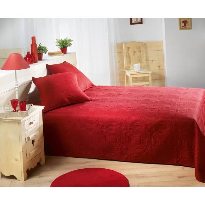 Couvre-lit NORVEGE rouge + 2 housses coussin - Cdiscount Maison