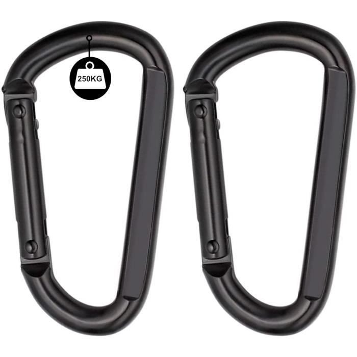 Mousqueton Noir Inox À Ressort Diamètre M8 - Longueur 8 Cm - Lot De 2. Crochet Mousqueton ...