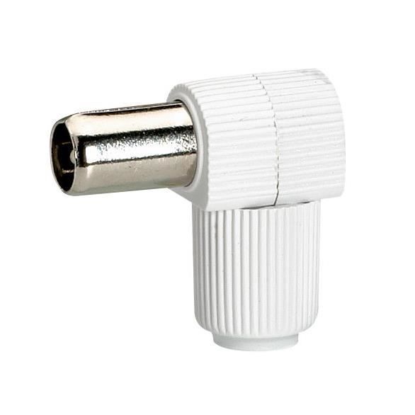 Fiche coaxiale - Legrand - Coudée - Ø9,52 mm - Mâle - Vendu à l'unité ...