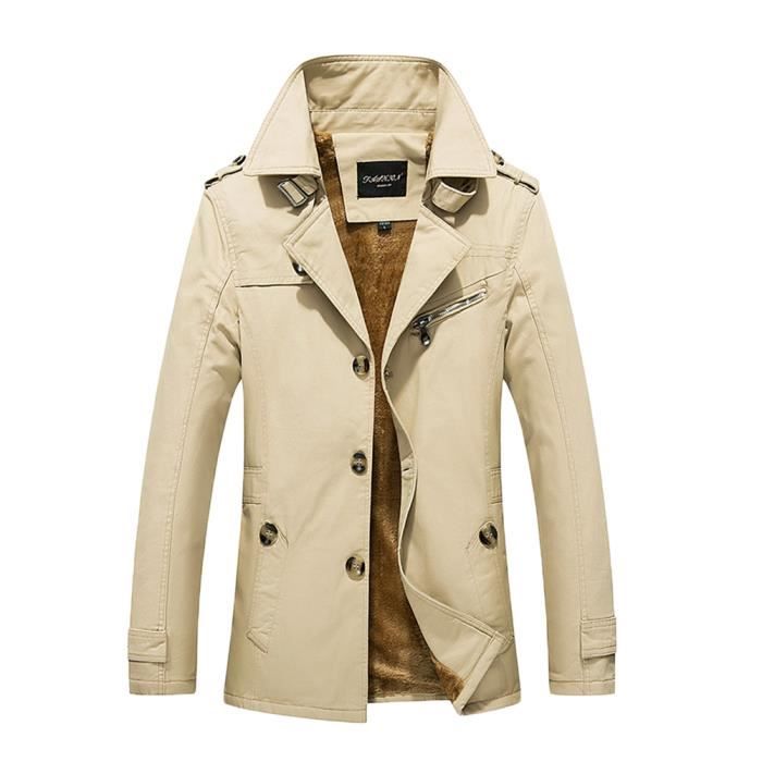 Homme Trench Slim Classique Trench Mi-Longue Décontractée Duffle-Coats ...