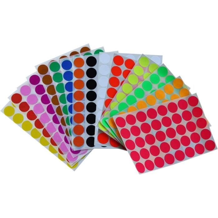 Gommettes Autocollantes Rondes,19Mm Couleur Codage Étiquettes 1050 Auto ...