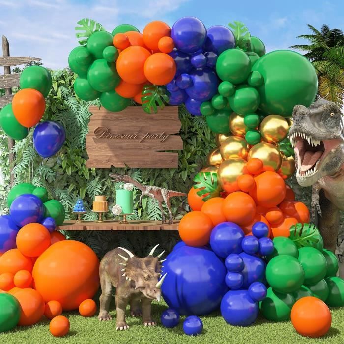 Kit D'Arche De Ballons Dinosaures,Guirlande De Ballons Bleu Royal Vert ...