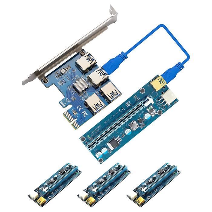 Carte Riser Pcie 1 à 4 avec Ensemble D'Adaptateurs PCIE Riser 16X à 1X ...