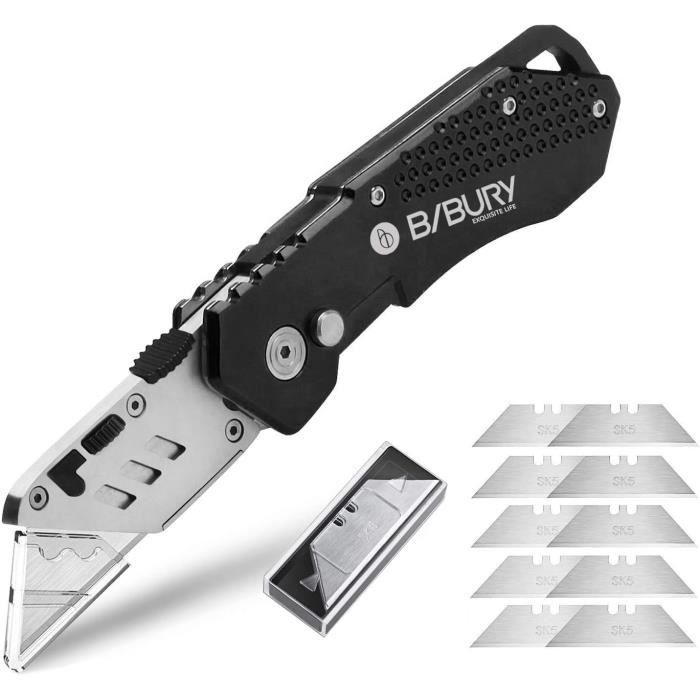 Cutter Professionnel Pliant - TRAHOO - 10 Lames Supplémentaires ...