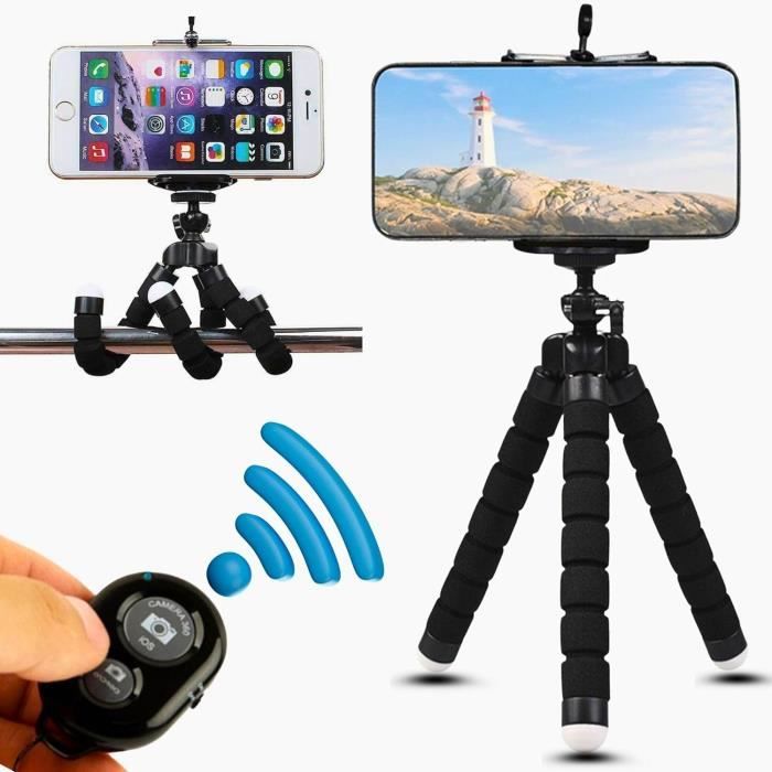 Support De Téléphone Portable, Trépied Flexible Avec Télécommande Bluetooth, Pour Ios Et Android ...