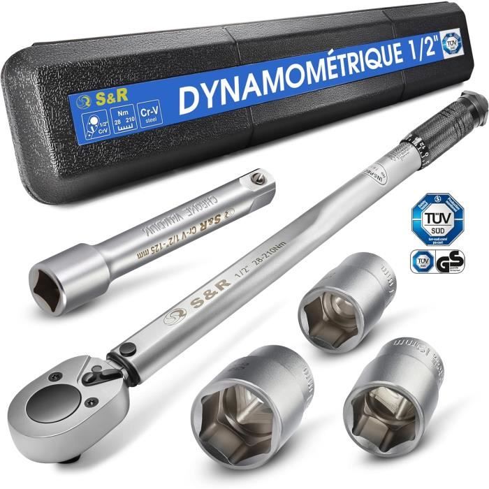 Clé Dynamométrique 1-2 Voiture Moto Professionnelle (28-210 Nm) Cliquet ...
