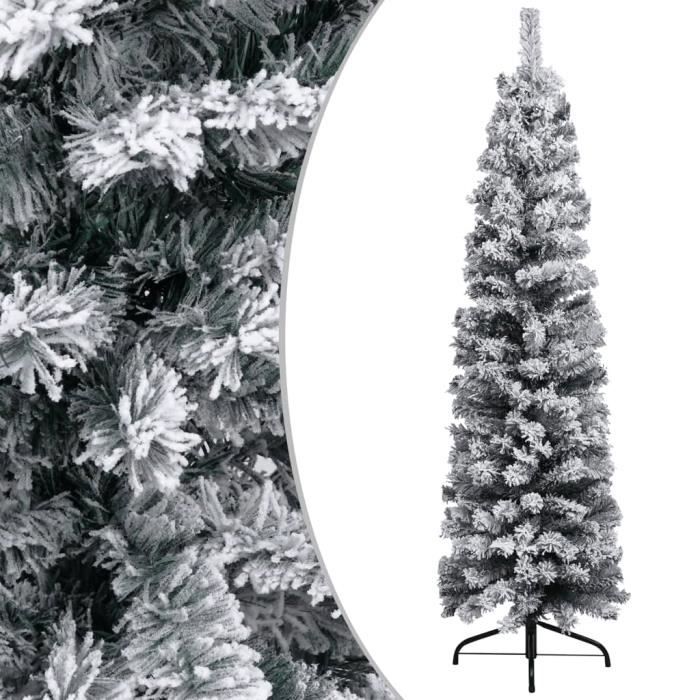 Sapin de No?l artificiel mince flocon de neige Vert 120 cm PVC Haute Qualité -Cyanshop ...