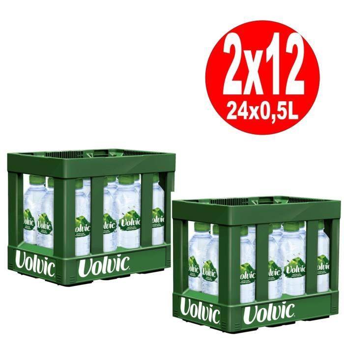 2 x 12 bouteilles de Volvic Naturelle 0,5 L dans la boîte d'origine ...