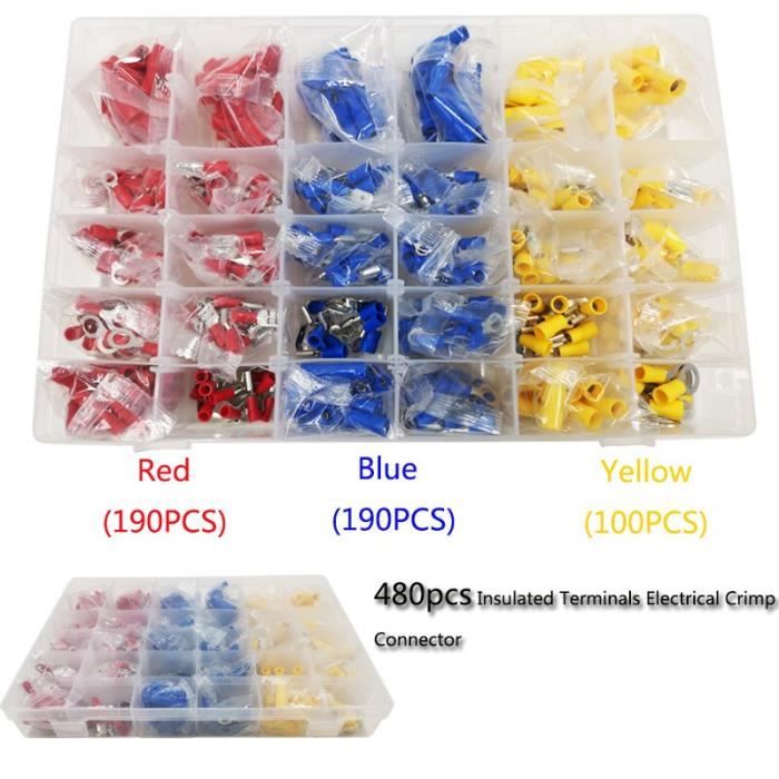COSSE ELECTRIQUE,480PCS--Connecteur électrique, cosses de câble, bornes de fil, mâle et femelle ...