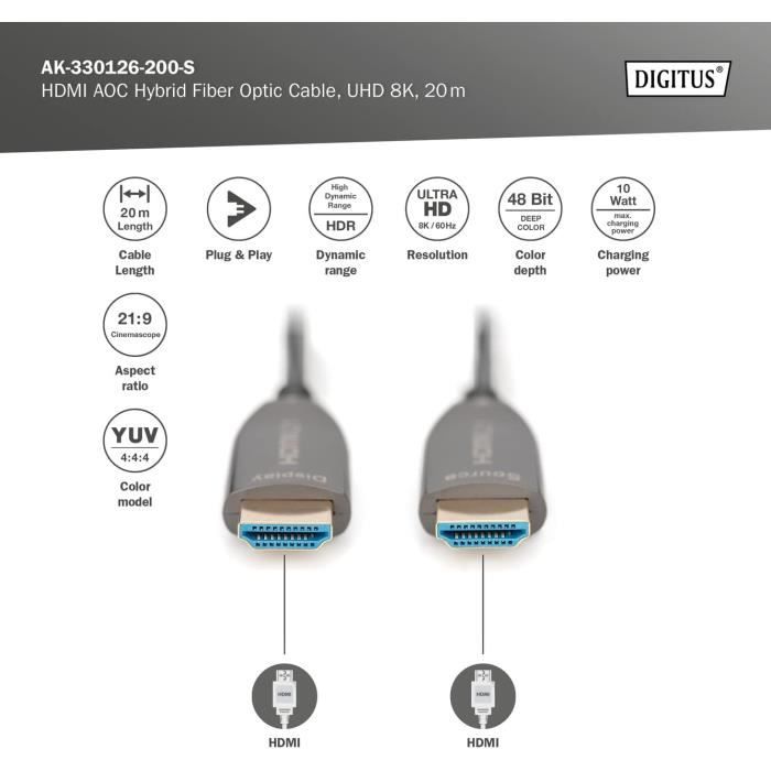 Assmann Electronic Assmann Hdmi Aoc Hybrid-Fiber Connection Cable Type ...
