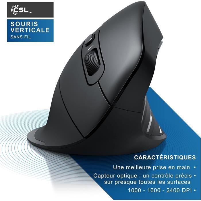 Csl Souris Verticale Sans Fil Optique, Bluetooth + 2,4 Ghz Vertical ...