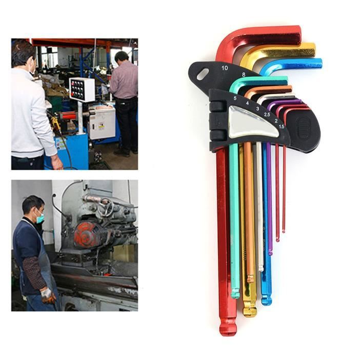 Clé hexagonale - VBESTLIFE - Jeu de 9 pièces - Métal - Embout hexagonal ...