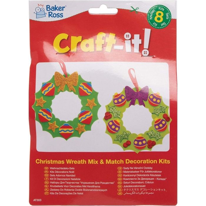 Baker Ross Kits de décorations couronnes de Noël à Assortir (Paquet de 8) - Loisirs créatifs ...