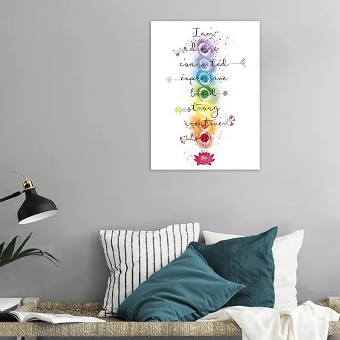 Impression Sur Toile Avec Citations Des 7 Chakras - Décoration Murale ...