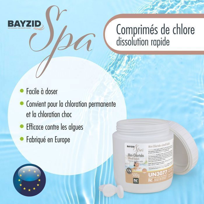 BAYZID® Mini Pastilles de Chlore4 x 500g – Désinfection Rapide pour Spa ...