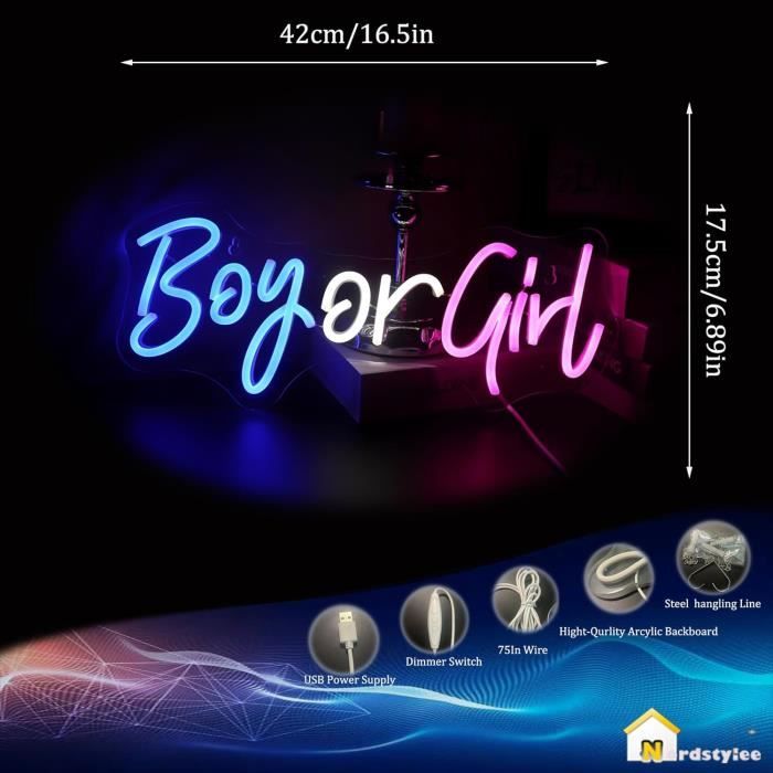 Led "Boy Or Girl" Signe Au Néon Sexe Révélé Partie Décoration Nnéon ...