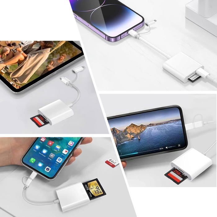 Lecteur de carte SD pour iPhone - ZRSE - 2 en 1 - Lightning et USB C ...