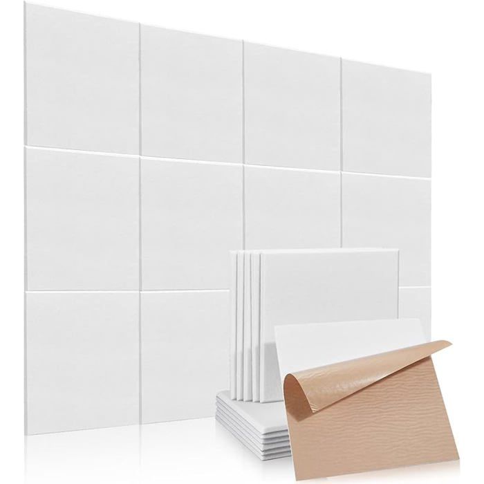 Lot de 12 plaques acoustiques carrées autocollantes - Isolation ...