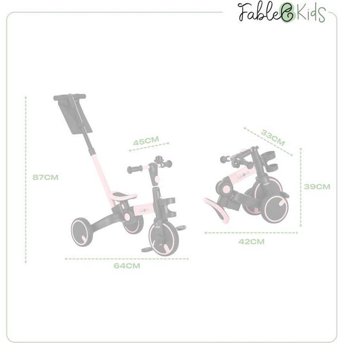 FableKids Tricycle 7in1 Enfant Tricycle Course Enfant Guidon Vélo Bébé ...