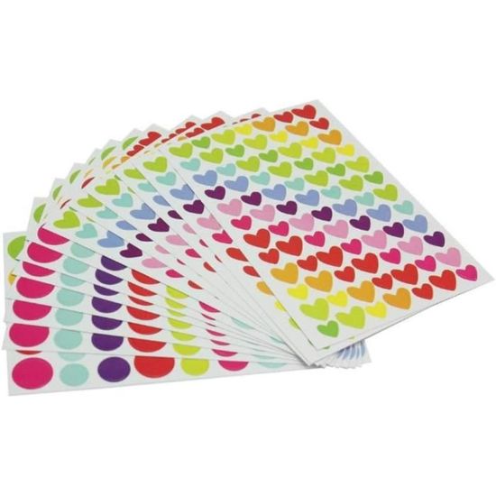 Kit De 18 Gommette Enfant Autocollante Ronde Etoile Coeur Album Photo ...