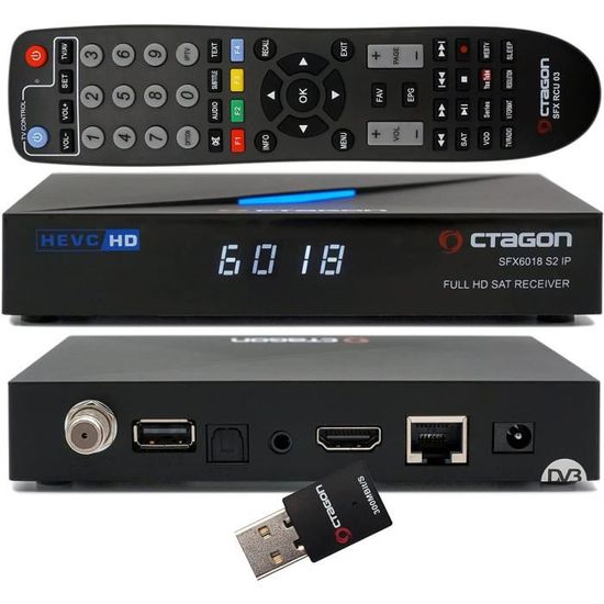SFX6018 S2+IP 1x DVB-S2 HD H.265 HEVC, E2 Linux Smart Receiver, Récepteur Satellite, Fonction ...