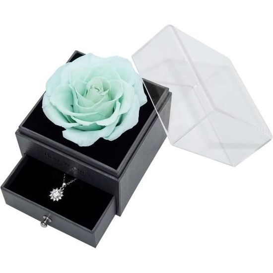 Taiyou Coffret Véritable Rose Éternelle Boîte À Bijoux Avec Collier En Diamants Cadeau ...