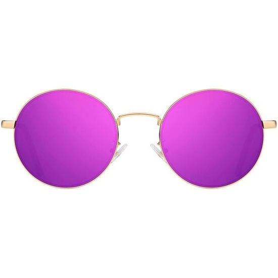 Lunettes de Soleil Femme Homme Ronde Rétro Miroir Verres Anti Reflet ...