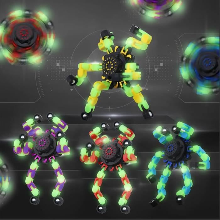 Pack de 5 Fidget Spinners, DIY Transformable Chain Robot Finger Spinner ...