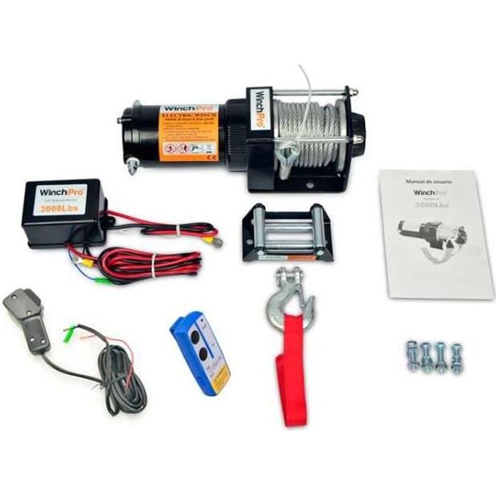 Treuil Électrique 12V Winch 1360Kg avec Télécommande - Cdiscount Bricolage