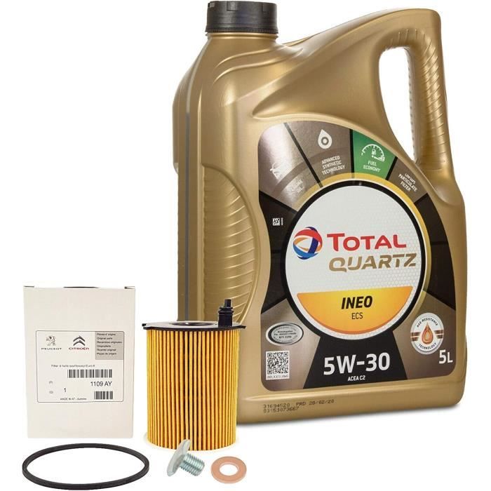 TOTAL QUARTZ INEO PACK ECS 5W30 Filtre orginal huile moteurs HDi (1109 ...