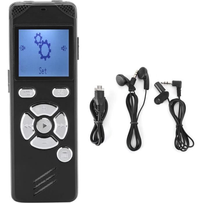 Enregistreur Vocal numérique 8 Go, Lecteur MP3 Audio avec câble de données Microphone écouteur ...