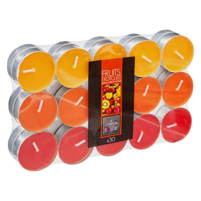 Lot de 30 bougies parfumées fruits exotiques 350g - Atmosphera createur ...