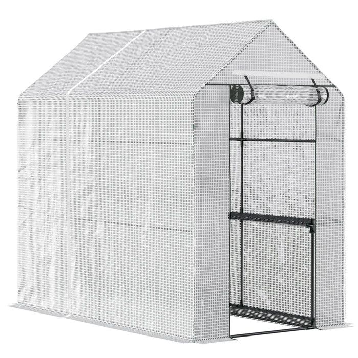 Serre de jardin avec tablettes TOMMY blanche - Cdiscount Jardin