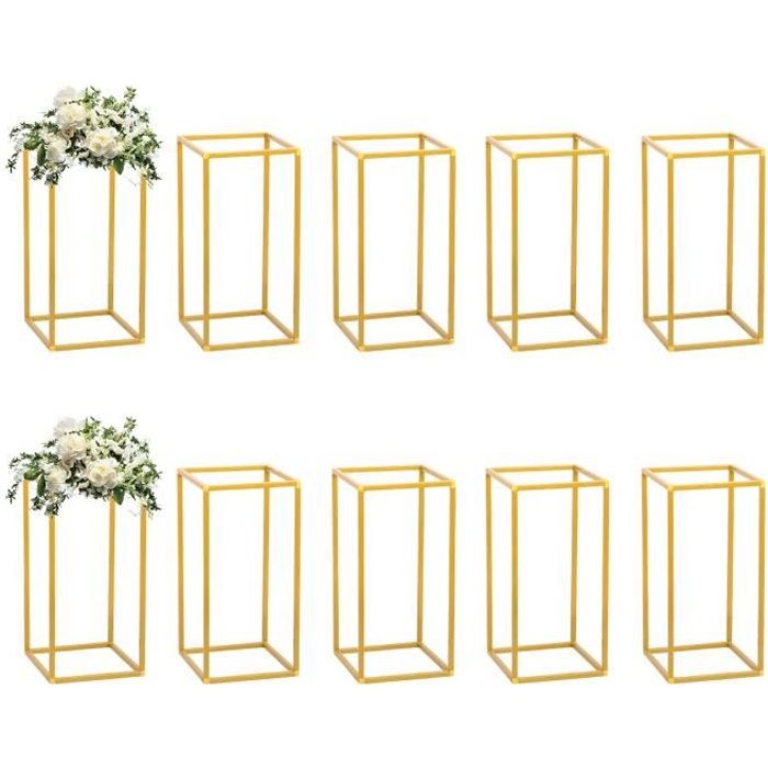 Vase Doré pour Mariage, 60CM 10 PIÈCES Support de Fleurs pour Centres ...