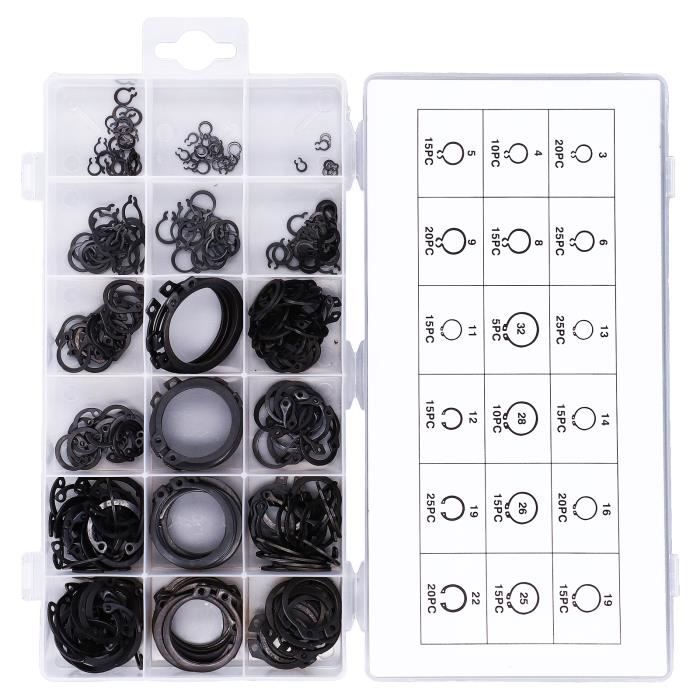 Fdit Anneau élastique 300Pcs C Clip Circlip Snap Ring Retenue Fixation ...